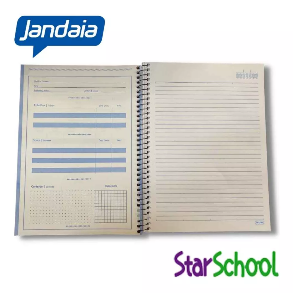 Caderno Stitch Espiral Capa Dura 80 Folhas 1 Matéria - Jandaia